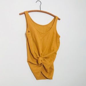 Vintage | Tops | Vintage Retro 9s Mustard Linen Tank Top | Poshmark